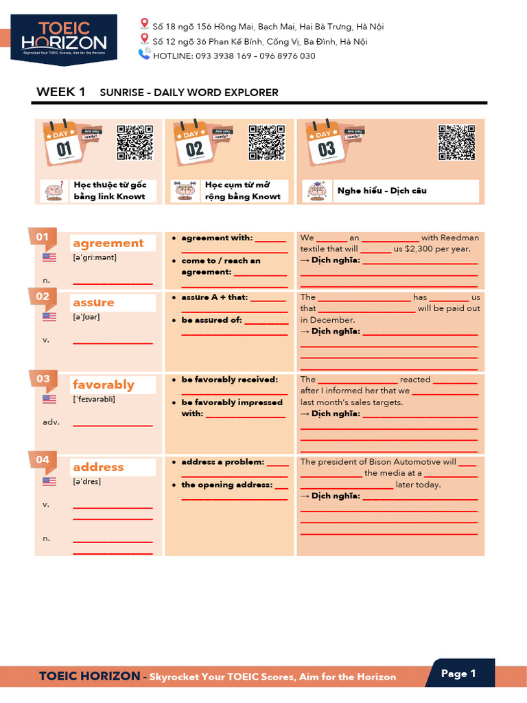(HS) Sunrise - Word Explorer - Week 1 | PDF