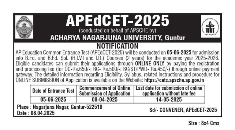 APEDCET2025 Notification | PDF
