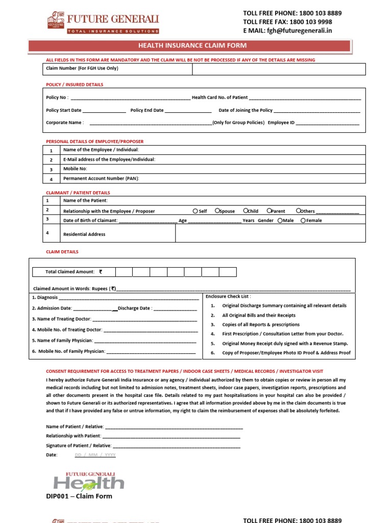FGH Claim Form | PDF | Cheque | Medical Record