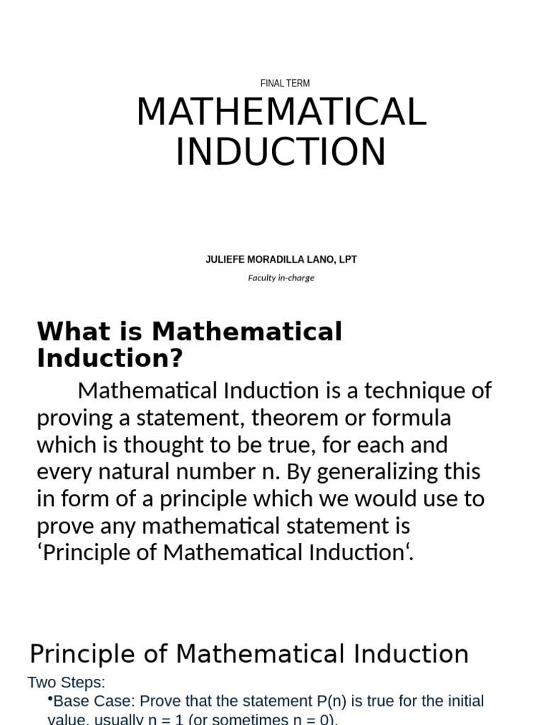 Mathematical Induction: Final Term | PDF