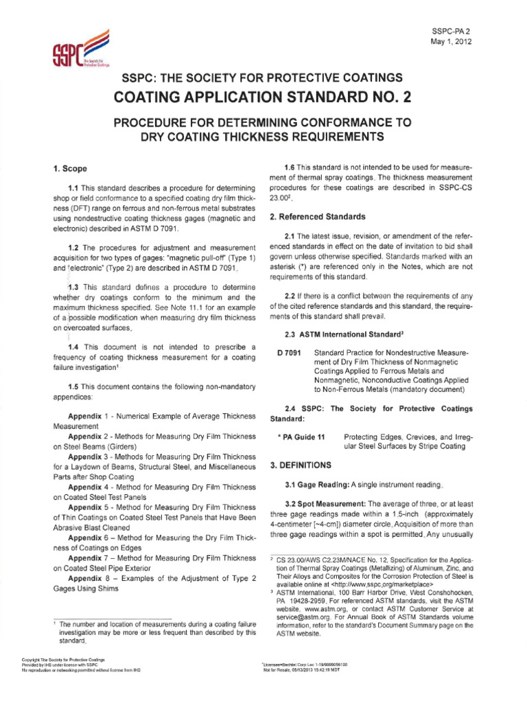 SSPC-PA2 2012 (Mide Pelicula Seca) | PDF