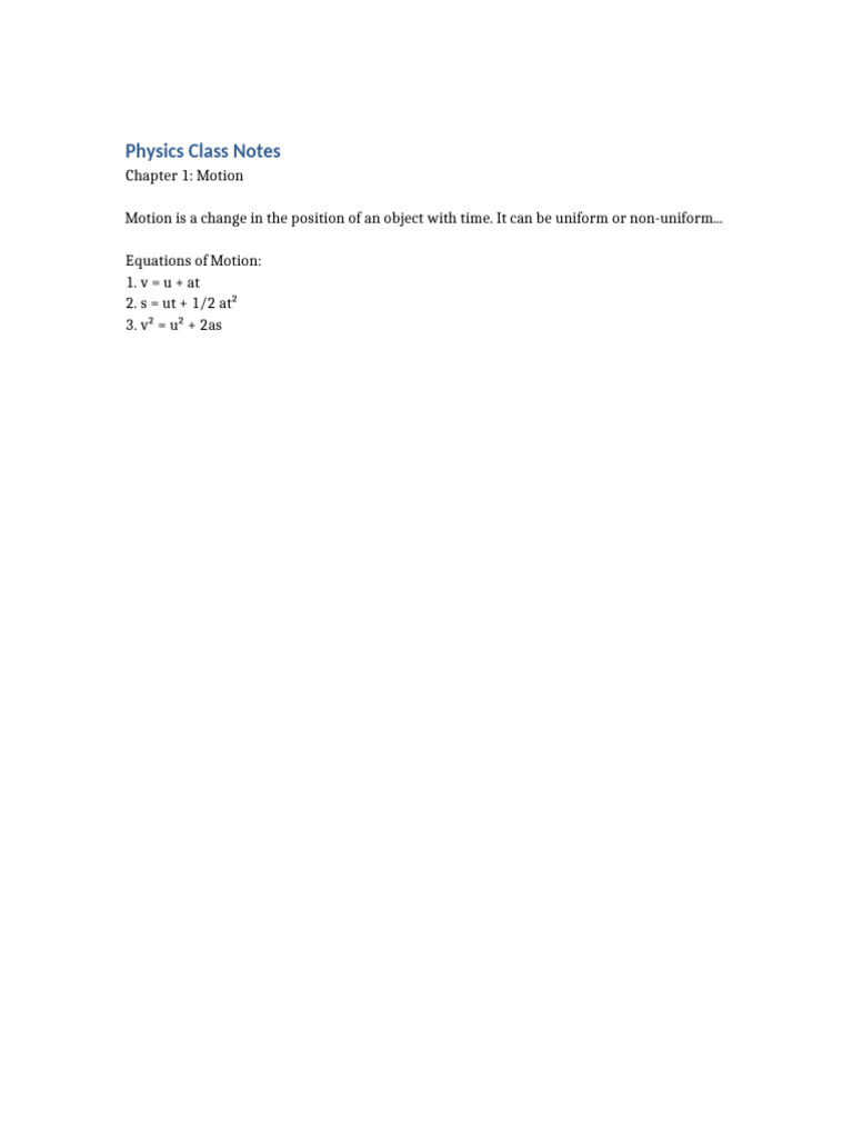 Physics Class Notes Pdf 7563