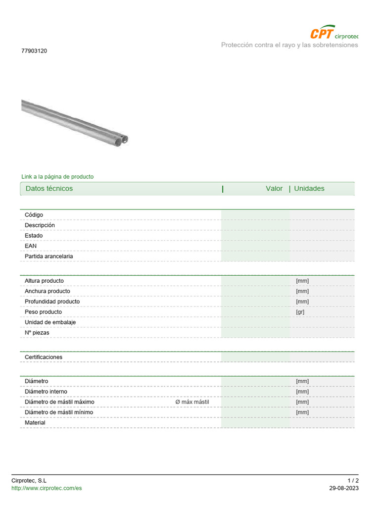 DS Mast For Lightning Rods CIRPROTEC Es | PDF | Sector secundario de la ...