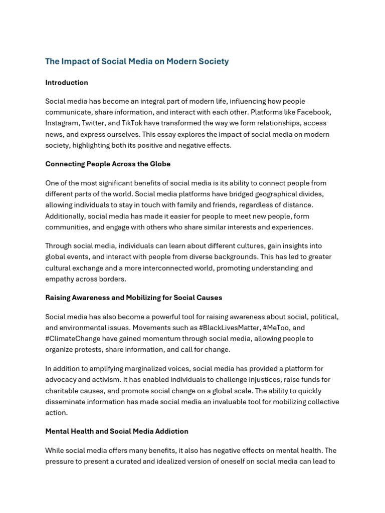 Social Media's Impact on Society Today | PDF | Social Media | Popular ...