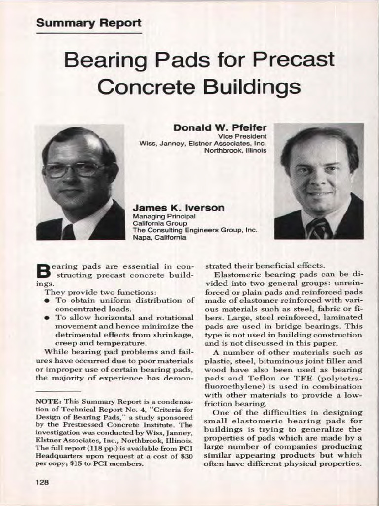 Bearing Pads for Precast Concrete | PDF | Young's Modulus | Stress ...