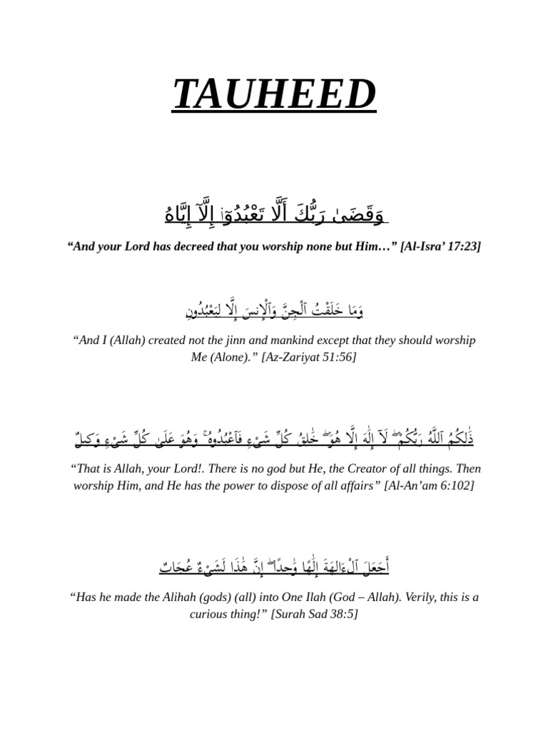 Quranic Verses on Tawheed and Shirk | PDF | God In Islam | Theology