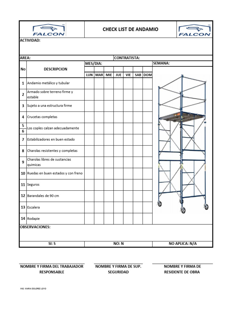 Checklist de Seguridad para Andamios | PDF