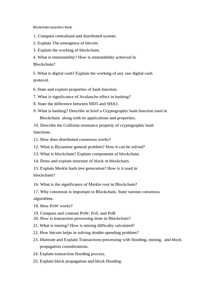Blockchain Question Bank 4 Reference | PDF