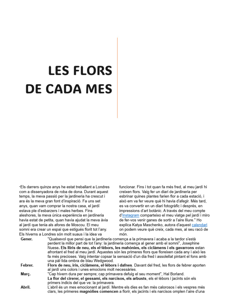 Les Flors de Cada Mes | PDF