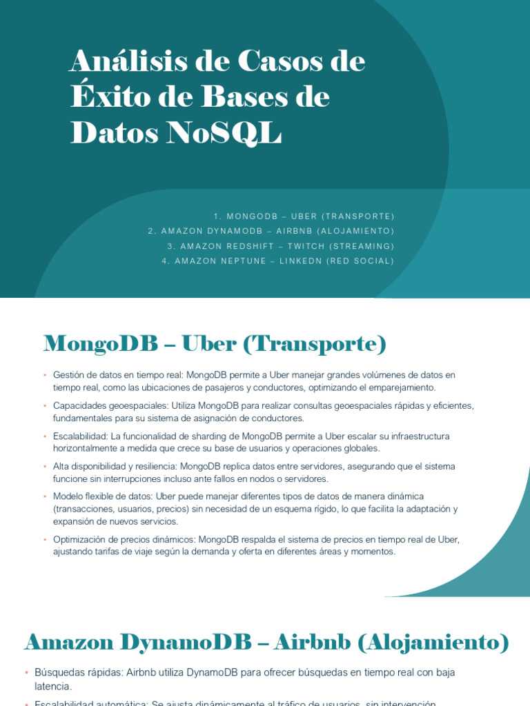 Casos de Éxito en Bases de Datos NoSQL | PDF | Mongo Db | Escalabilidad
