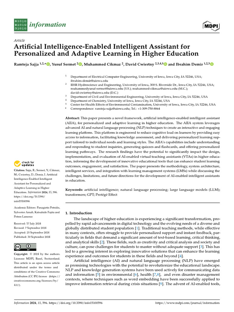 Artificial Intelligence-Enabled Intelligent Assistant | PDF | Learning ...