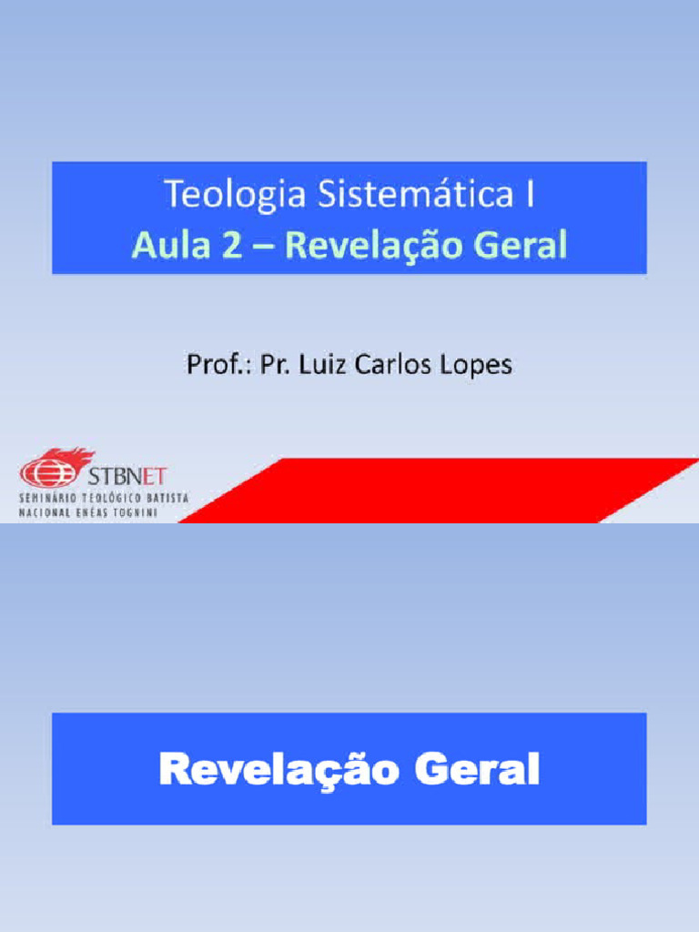 Teologia Sistemtica Revelao Geral 51906182 | PDF