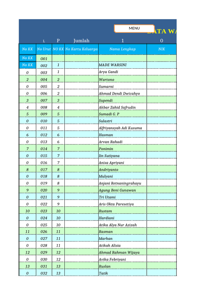 Data Warga RT.02 RW L | PDF