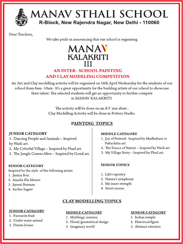Manav Kalakriti - School Activity | PDF