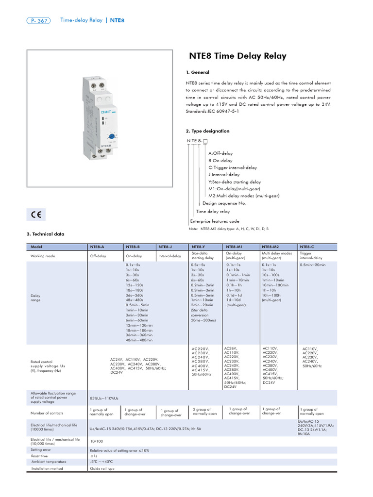 7-NTE8-Time-delay Relay-Catalog | PDF | Mains Electricity | Alternating Current