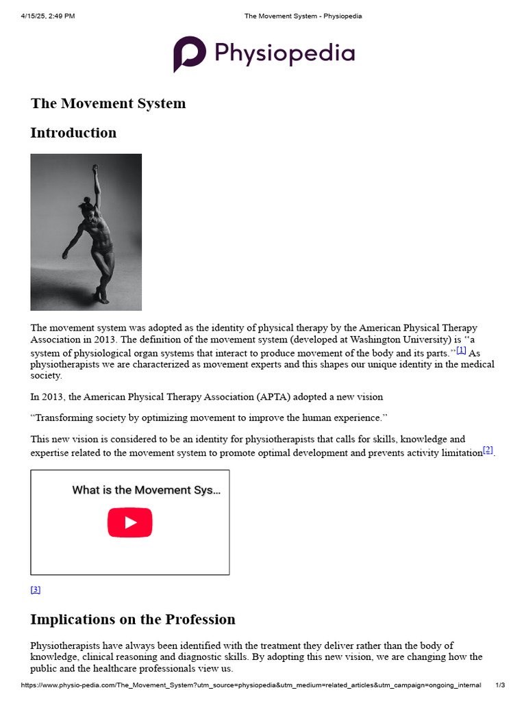 The Movement System - Physiopedia | PDF | Physical Therapy | Clinical Medicine