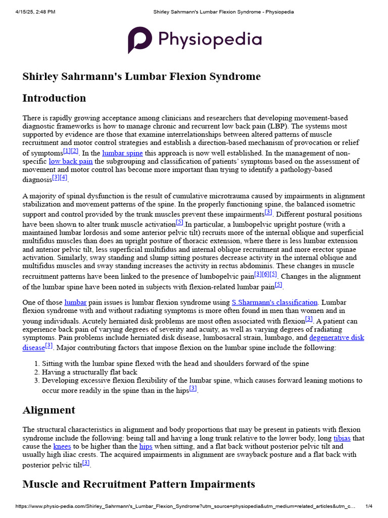Shirley Sahrmann's Lumbar Flexion Syndrome - Physiopedia | PDF ...