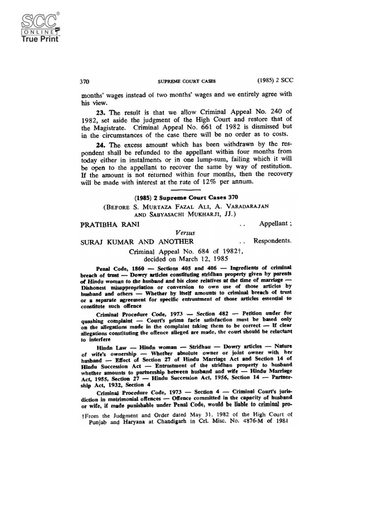 Pratibha Rani V Suraj Kumar | PDF