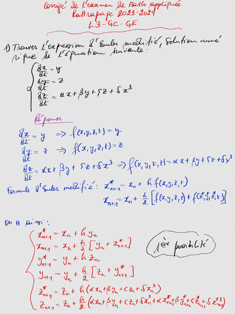 Corrigé Examen Des Math Appliquées | PDF