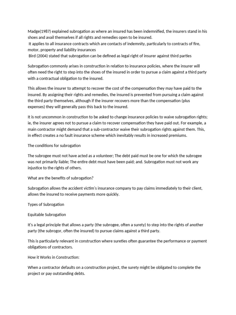 Principle of Subrogation | PDF | Subrogation | Surety