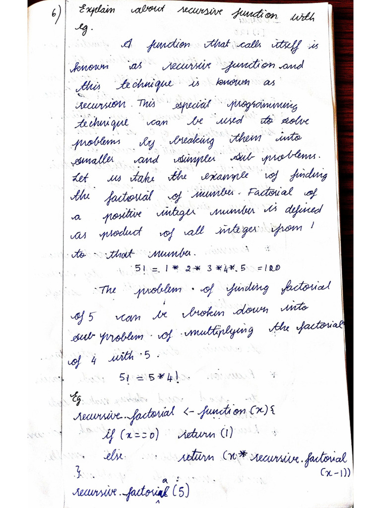 Recursive Function 5 Mark | PDF
