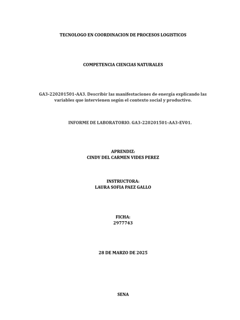 Informe de Laboratorio. GA3-220201501-AA3-EV01. | PDF | Electricidad | Olas