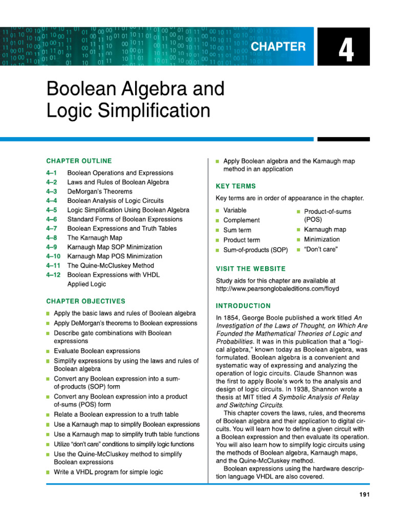 Boolean Algebra and Logic Simplification | PDF