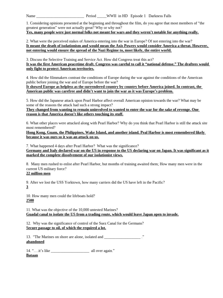 WWII in HD Episode 1 Darkness Falls 2025 | PDF | Military | Global Politics