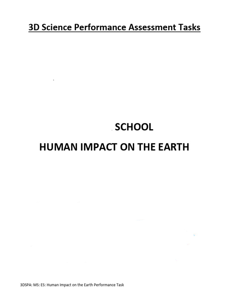 Human Impact on Earth Assessment Task | PDF | Causality | Human Impact ...
