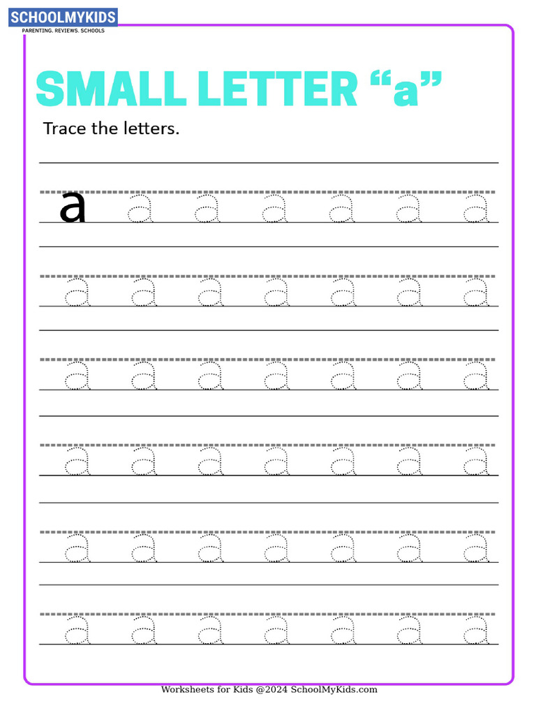 Writing Small Letter A Lowercase Letter Tracing w700184 | PDF