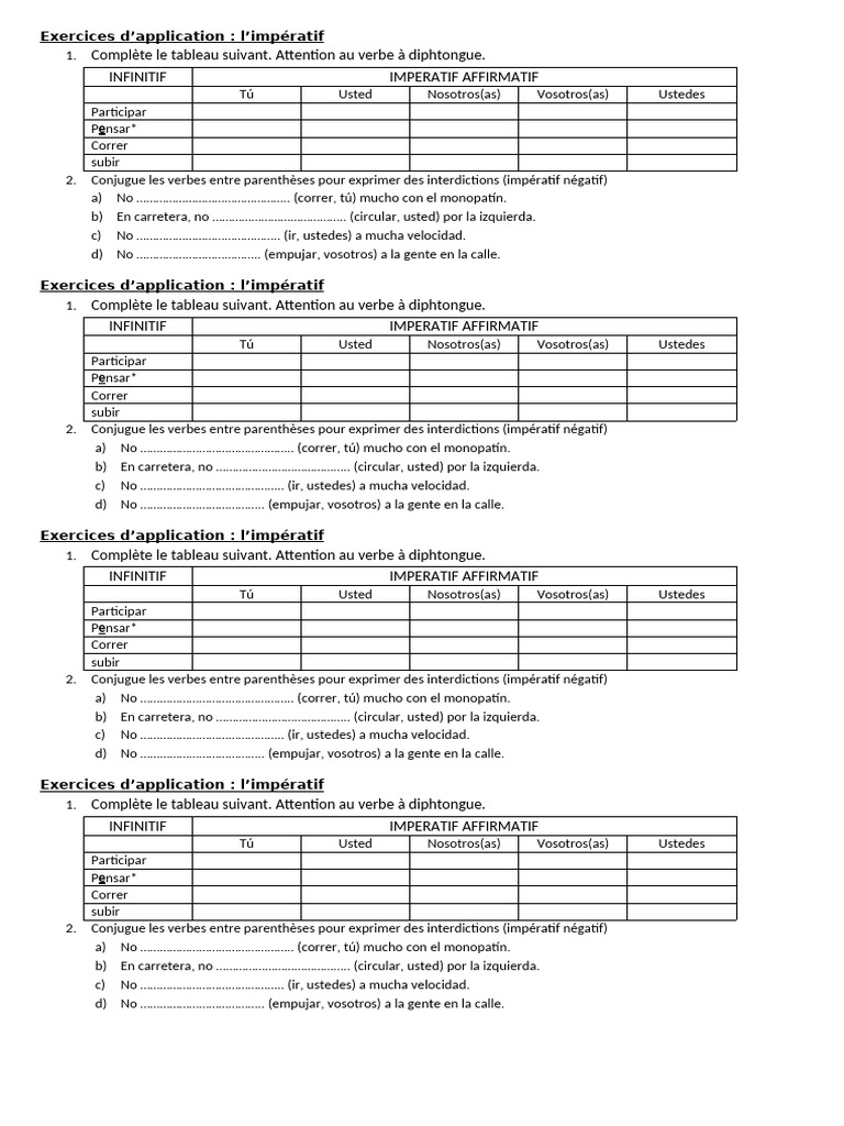 Exercices Imperatif | PDF