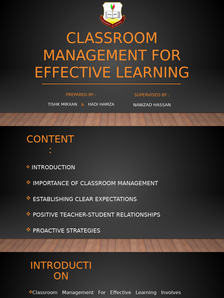 Classroom Management For Effective Learning | PDF