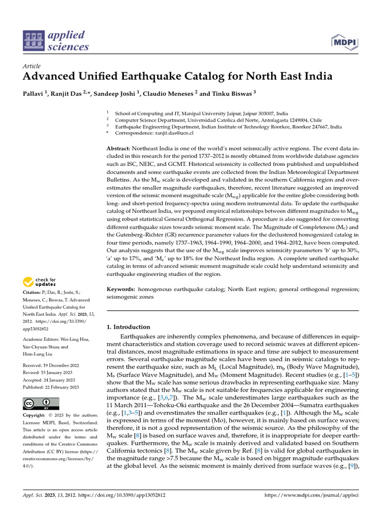 Advanced Unified Earthquake Catalog | PDF | Moment Magnitude Scale | Earthquakes