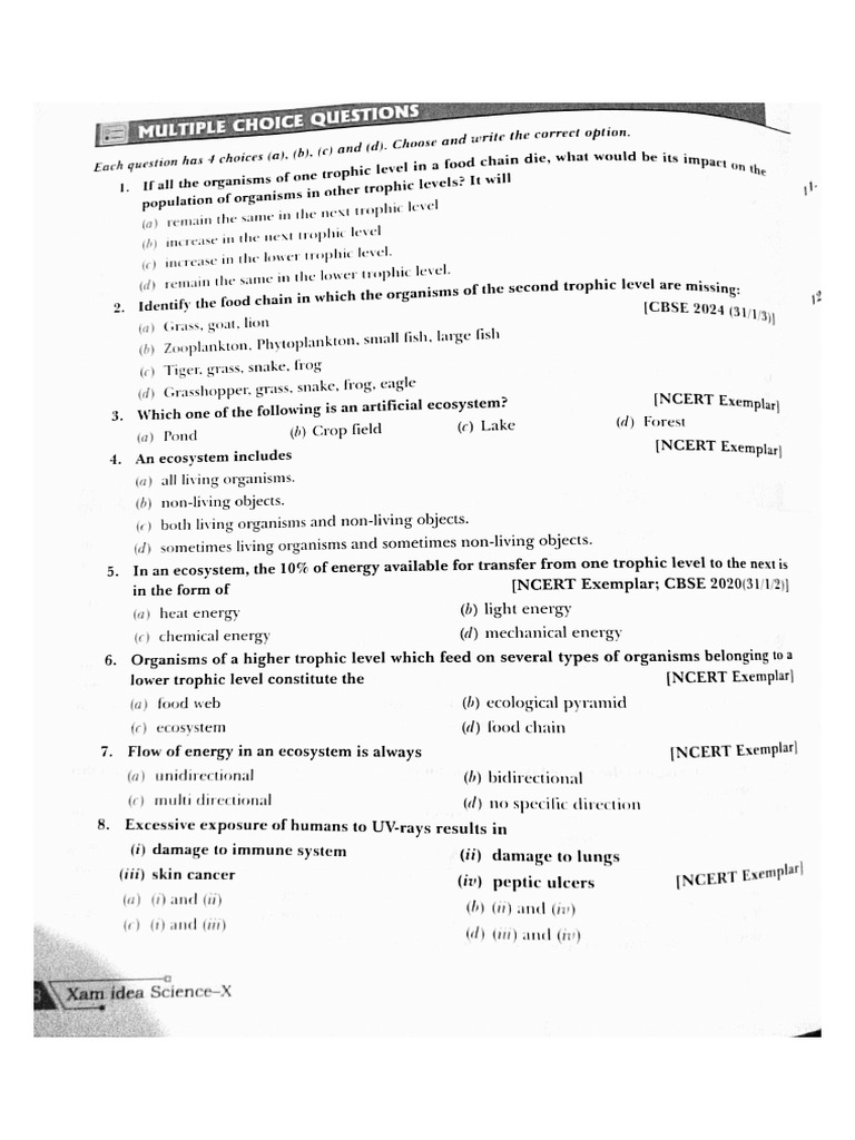 MCQ Our Environment. | PDF