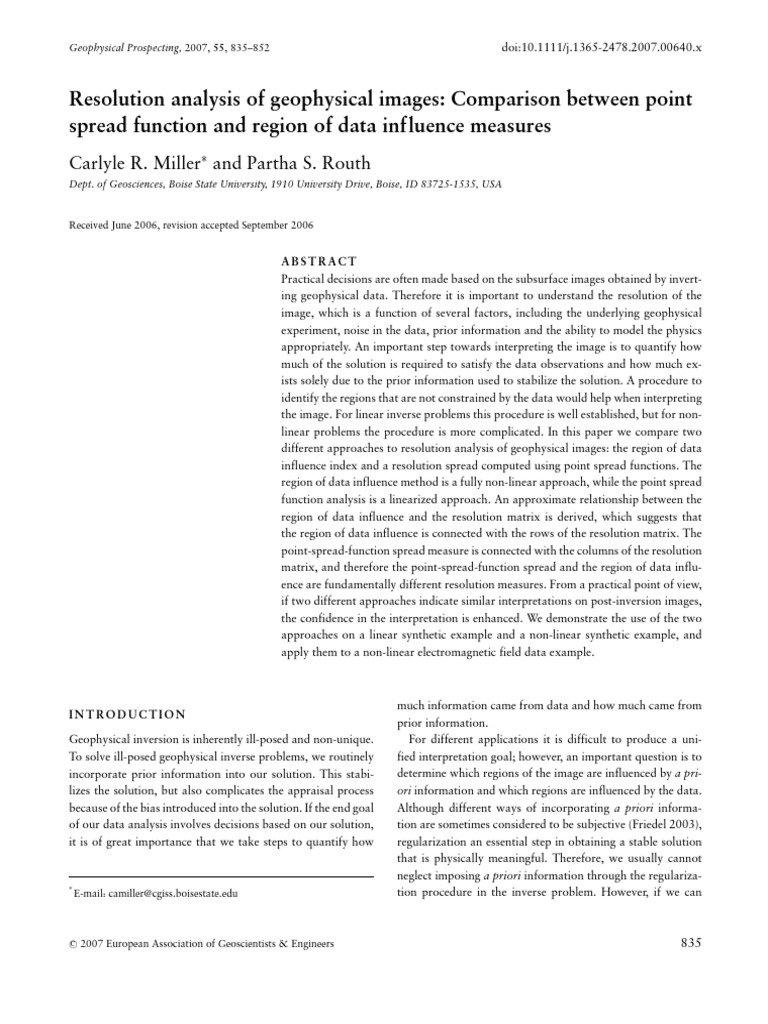 Resolution Analysis of Geophysical Images: Comparison Between Point ...