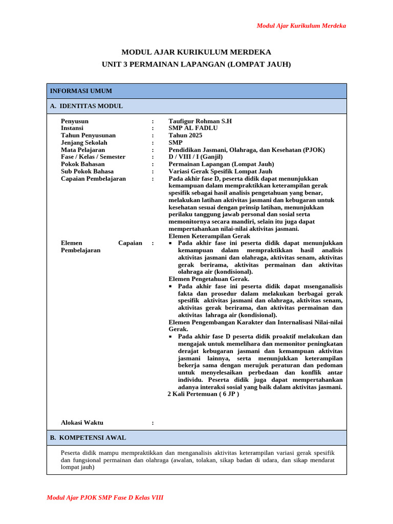 4. Modul Ajar Lompat Jauh | PDF