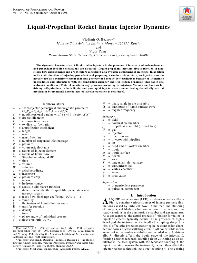 Liquid-Propellant Rocket Engine Injector Dynamics | PDF | Rocket Engine ...