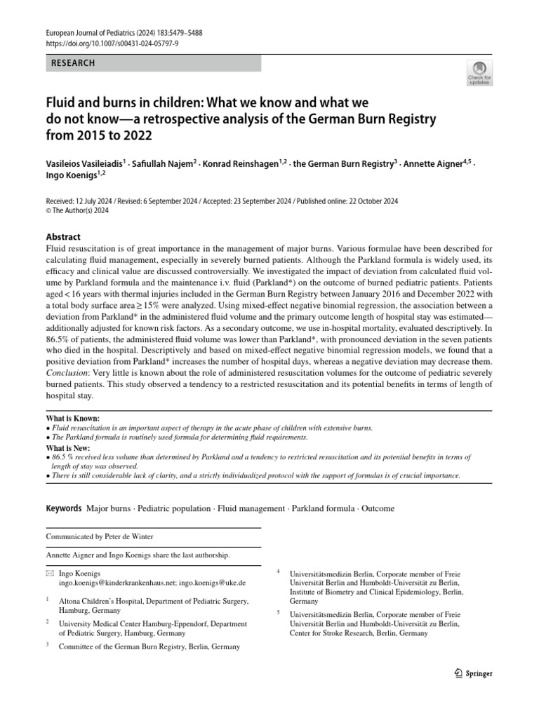 Fluid and Burns in Children 2024 | PDF | Medicine | Clinical Medicine