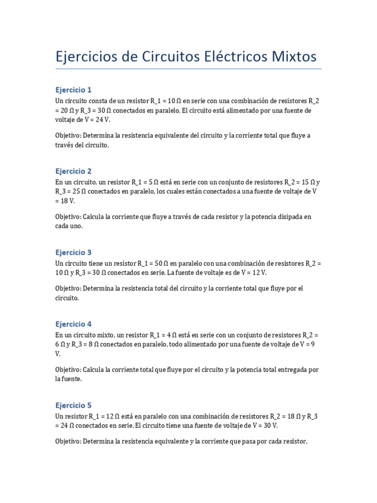 Ejercicios_Circuitos_Mixtos | PDF