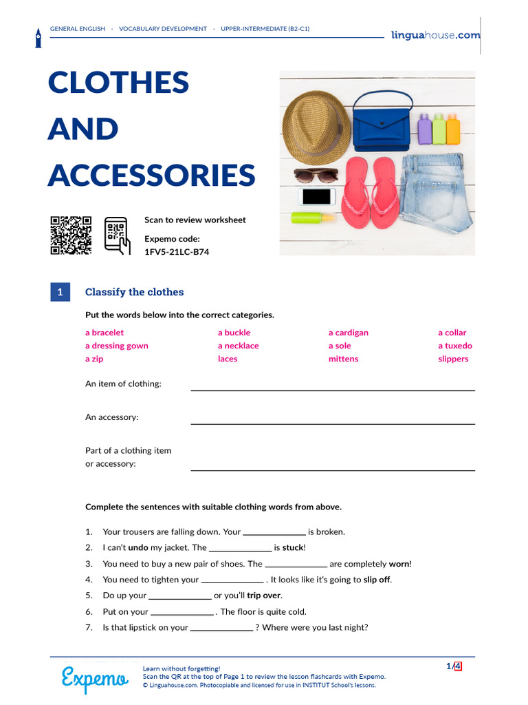Clothes and Accessories British English Student B2 C1 | PDF | Clothing ...