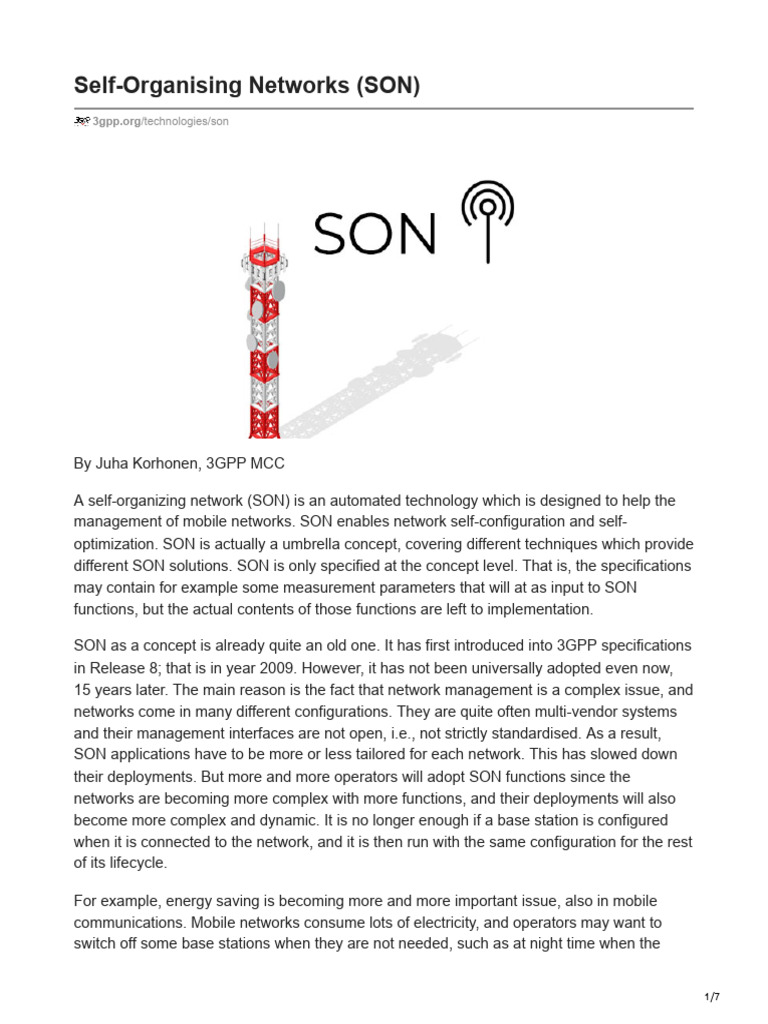 Self-Organising Networks SON | PDF | Artificial Intelligence ...