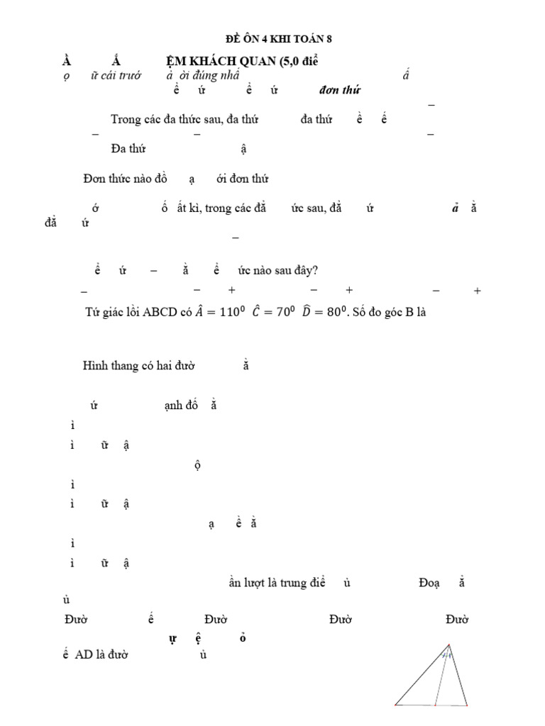 ĐỀ ÔN 4 HKI TOÁN 8 | PDF