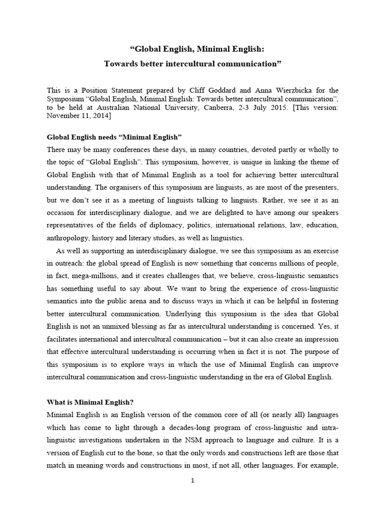 Global vs. Minimal English for Communication | PDF | English Language ...