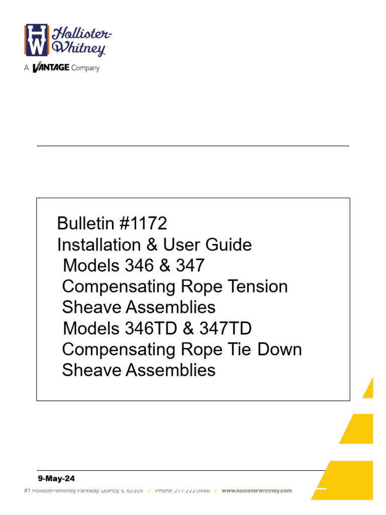 Compensating Rope Tension Sheave Assembly Installation User Guide BULL ...