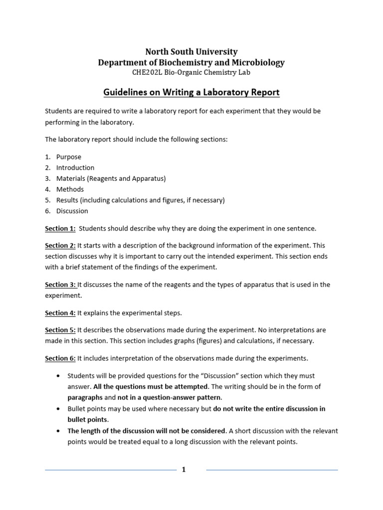 Bio-Organic Chemistry Lab Report Guide | PDF | Experiment | Laboratories