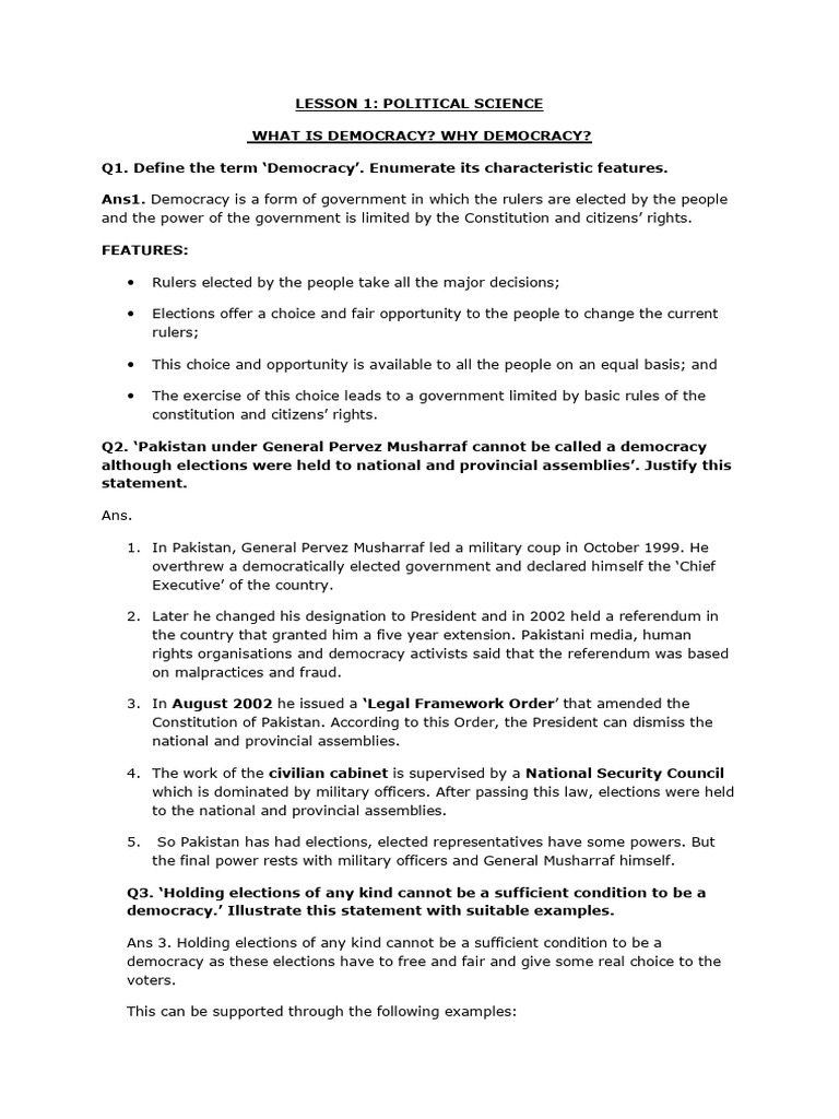 What Is Democracy Notes by Swati Arora | PDF | Democracy | Political ...