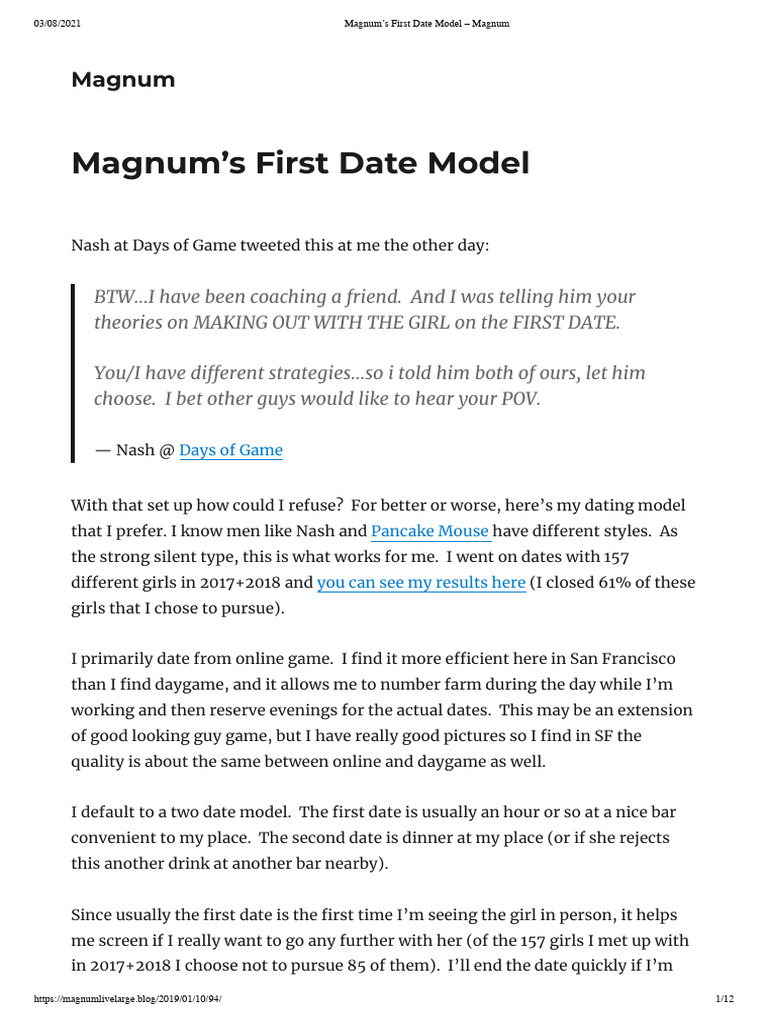 Magnum's First Date Model - Magnum | PDF | Body Language