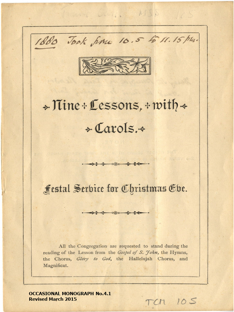 History of Nine Lessons and Carols | PDF | Christmas Carols | O Come