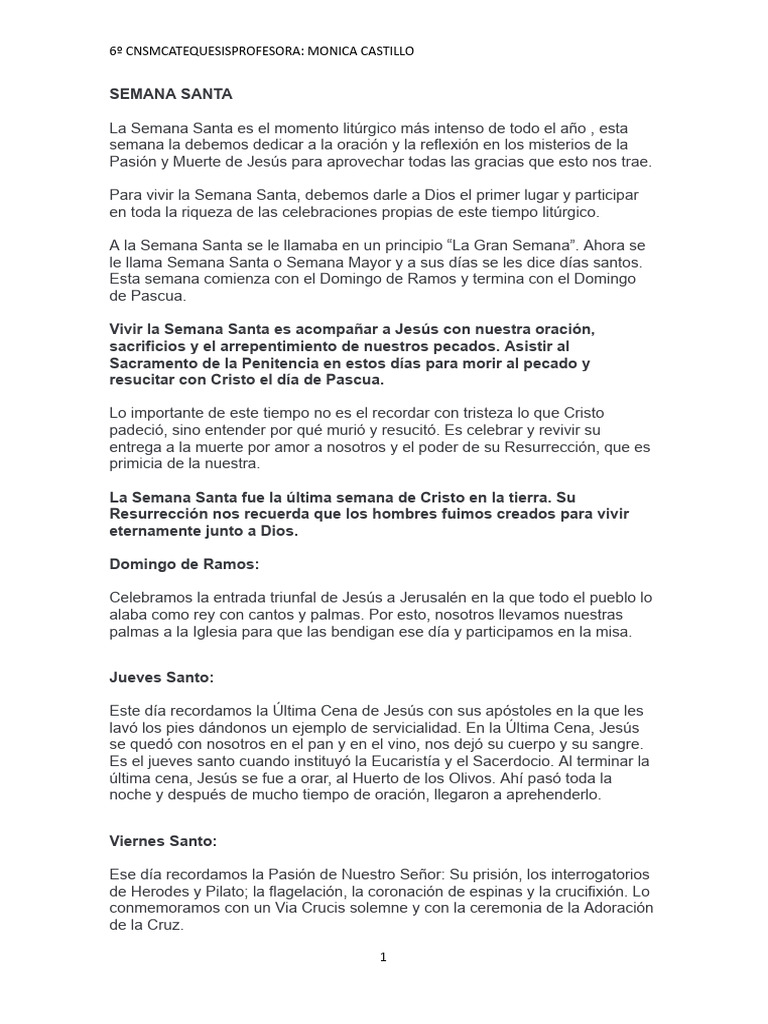 Semana Santa: Significado y Celebraciones | PDF | Pascua de ...
