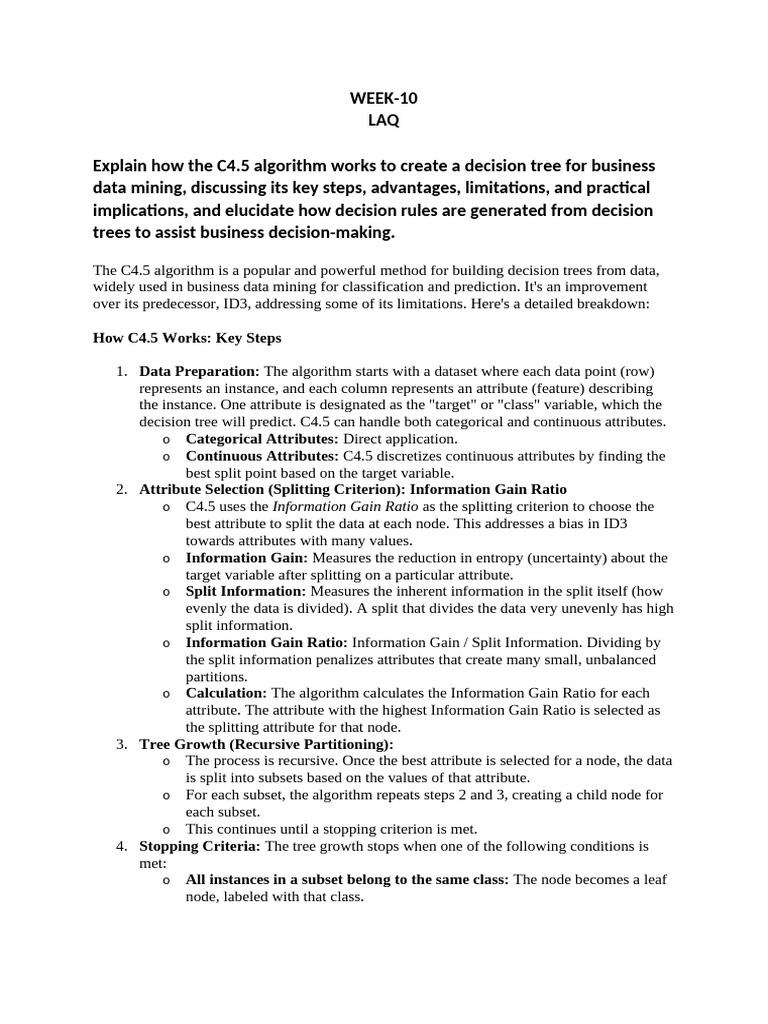 Business Data Mining WEEK-10 LAQ | PDF | Machine Learning | Algorithms And Data Structures